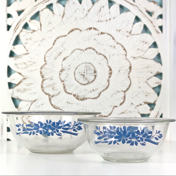 Pyrex | Kitchen | Vintage Pyrex Floral Ribbon Glass Mixing Bowls | Poshmark